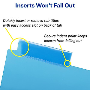 Avery Plastic 8-Tab Two-Tone Binder Dividers with Two Pockets, Insertable Bright Color Big Tabs, 1 Set (11989)