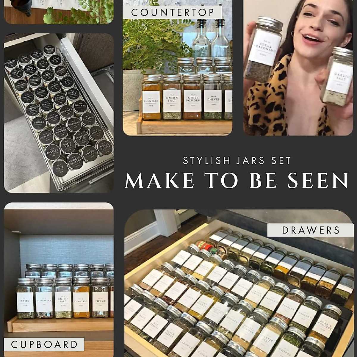 FINESSY Empty Glass Spice Jars with Label 24 Pack, 4 oz Glass Spice Jars with Shaker Lids, Spice Bottles Empty Glass with Labels, Glass Spice Containers with Labels and Lids, Seasoning Containers