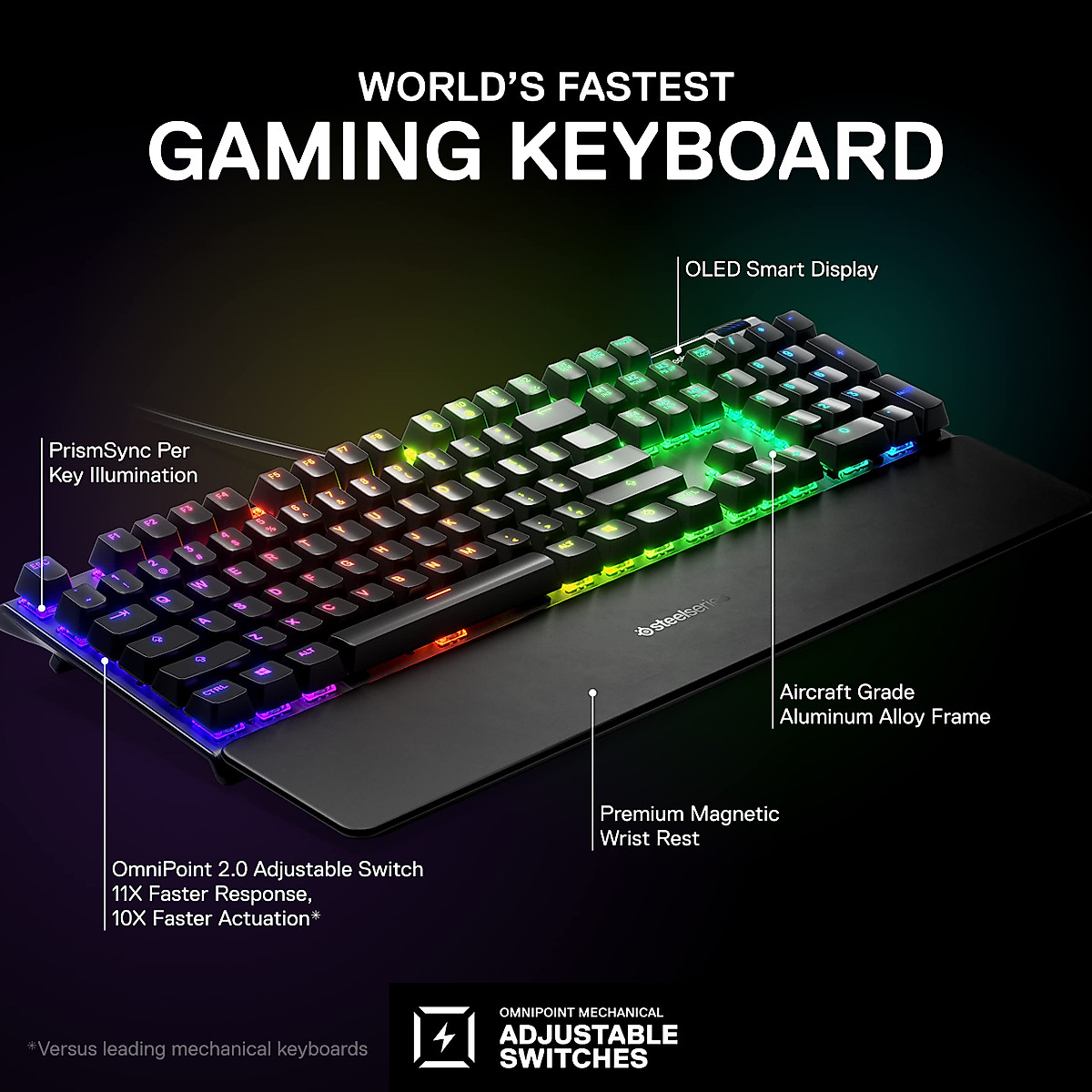 SteelSeries Apex Pro RGB Backlit Gaming Keyboard with Mechanical Switches and OLED Smart Display (Renewed)