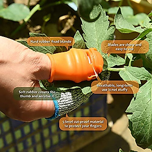 Gardening Thumb Knife with Case, Finger Pruner for Gardeners, Silicone Finger Knife, Plants Picking Trim Tools, Orange Thumb Cutter Gardening Tools Kit for Picking Plant Fruit Vegetable(Blue)