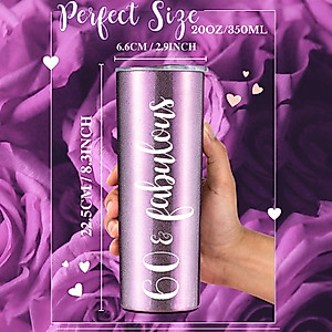 Onebttl 60th Birthday Gifts for Women, 60 & Fabulous, 60th Birthday Gift Idea for Women, 60th Bday Gifts, Stainless Steel Tumbler 20Oz - Purple