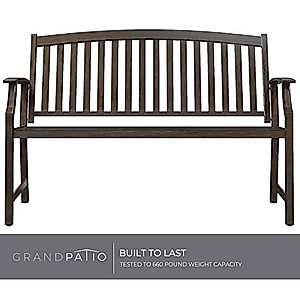 Grand patio Garden Bench, Outdoor Benches with Anti-Rust Aluminum Steel Metal Frame, Patio Seating for Front Porch Backyard Park Outside Furniture Decor, Northwoods Brown