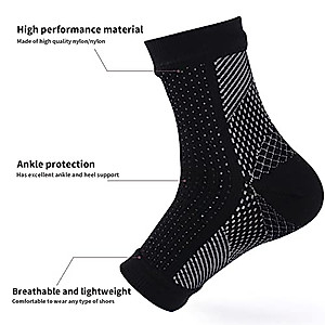 Wuonfsh 3pairs Neuropathy Socks , Ankle brace Socks and Tendonitis compression socks, Plantar Fasciitis, Neuropathy Pain- Brace For Women And Men（L-XL, black&white Gold）