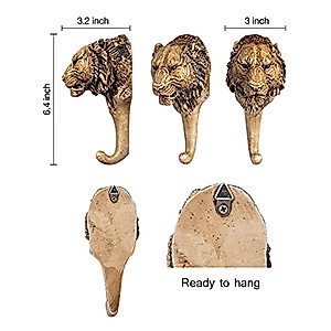 BestySuperStore Tiger Head Shaped Single Hook Hanger Rustic Animal Coat Hat Towel Key Holder Hooks Decorative for Wall (Tiger)