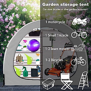 HHUK Bicycle Tent Cover,Bike Storage Shed,Portable Outdoor Waterproof Tents Bicycle Shelter with A Snowflake Tool and Combination Lock,for Store 2 Bikes or Tricycle or Gardening Tools (Silver Gray)