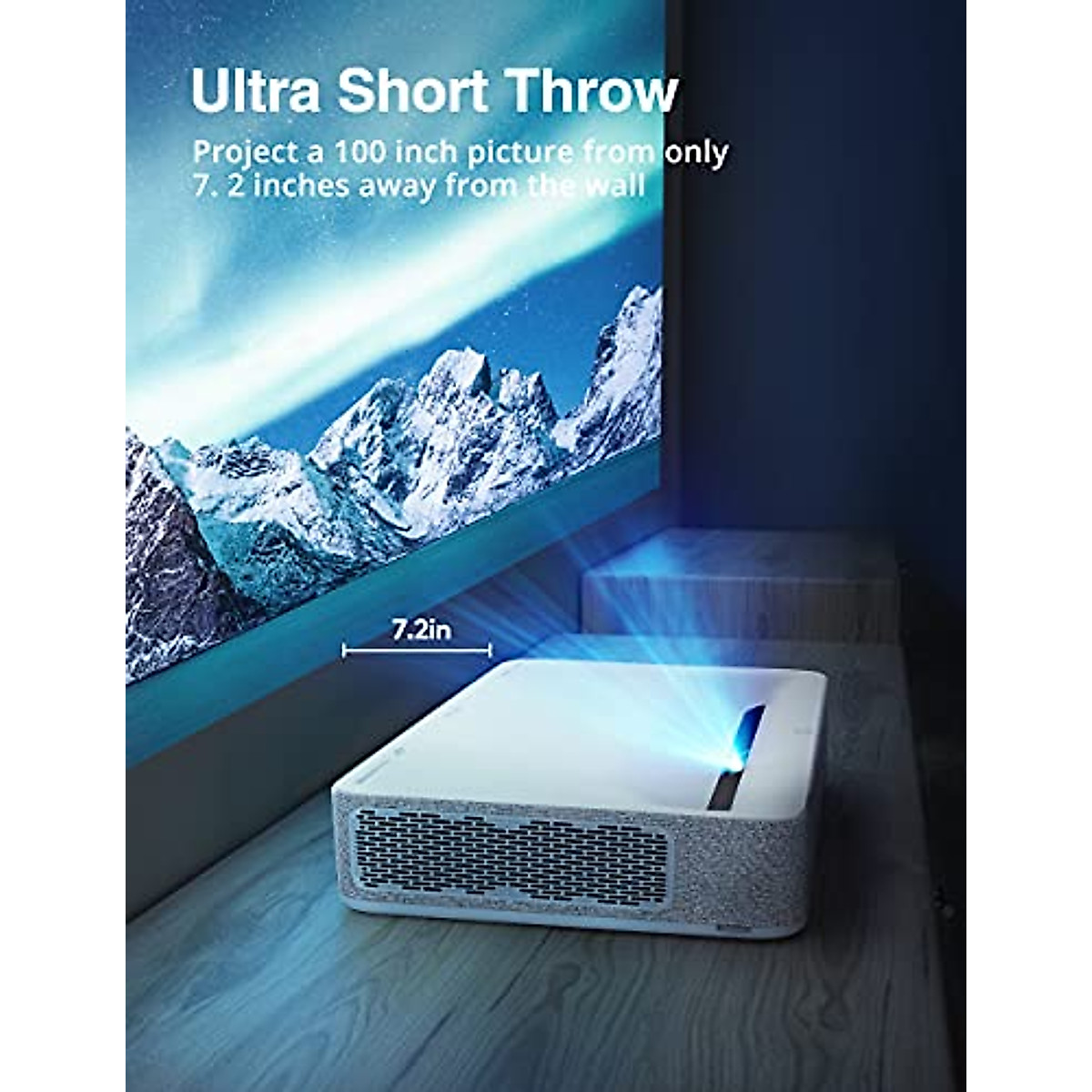 4K Ultra Short Throw Laser TV Home Theatre Projector, 2500 ANSI Lumens,HDR10, Built-in Harman Kardon Soundbar, Ultra HD Smart Laser Projector for Movies&Video&Gaming, Easy Installation