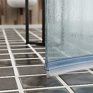 Cozylkx Frameless Shower Door Bottom Seal with Drip Rail 3/8" Thick Glass 33" Long Sweep - Glass Door Seal Strip Stop Shower Leaks