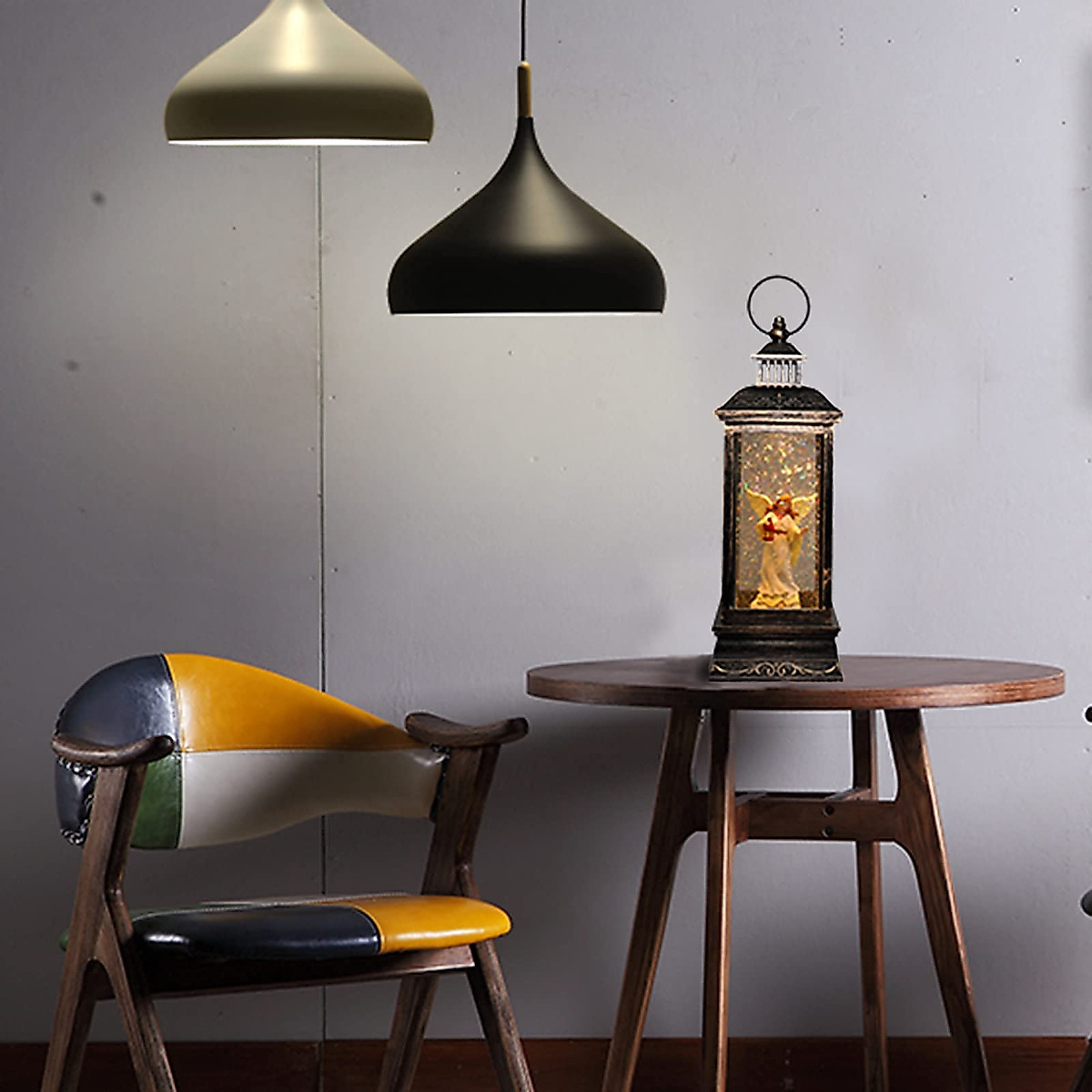 Christmas Water Glittering Snowing Globe Lantern Night Light with Music Plug-in and Battery Operated Gift for Birthday Xmas Valentines’ Day Thanks-Giving 12 Inches