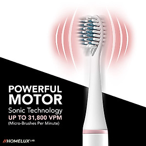 HomeLux Lab Electric Toothbrush Kids & Adults Powerful Sonic Toothbrush | 5 Modes, 3 Brush Heads, 31,800 VPM Rechargable - Kids Electric Toothbrushes for Adults - Electronic Toothbrush Electric -Pink