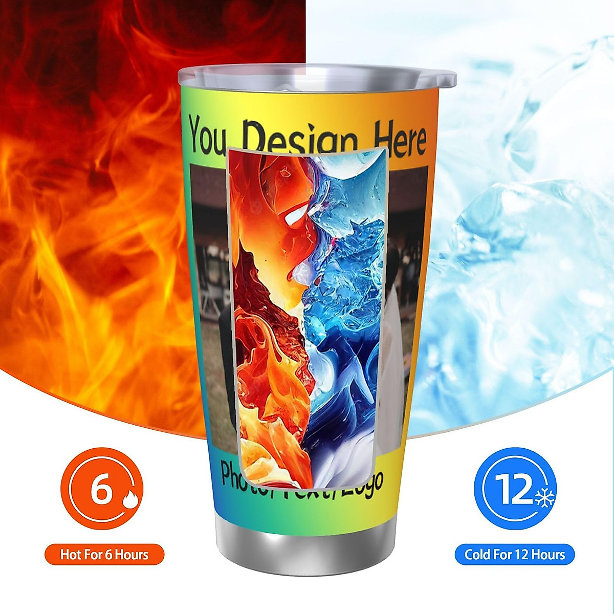 Generic Customized Tumbler Cup Personalized Coffee Mug with Photo Text Men Women Custom Stainless Steel Tumbler 20oz Custom Mug Gifts for Dad Mom Friends