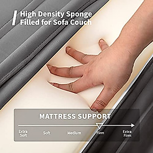 Mjkone Folding Futon Sofa Bed, Modern Convertible Couch for Compact Living Room Office Apartment Space, Modular Sectional Sofa for Resting Camping- Full, Dark Grey