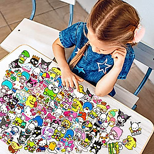 100Pcs Cute Kawaii Stickers for Teens, Cartoon Water Bottle Stickers, Waterproof Vinyl Japanese Anime Sticker Pack for Kids Girls Laptop, Phone, Luggage, Skate, Guitar, Helmet