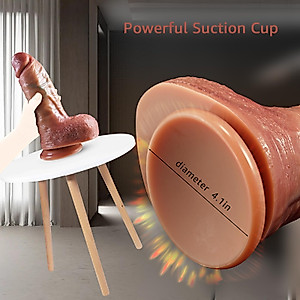 Huge Dildo Sex Toys for Woman, Juguetes Sexuales with Suction Cup for Adult Sex Toys & Games, 10 Inche Long and 3 Inche Thick Dildo, Women Sex Toys Soft Silicone Dildo for Hands-Free Play