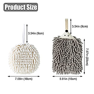 RETON 6PCS Bathroom Hand Towel, Soft Absorbent Quick Drying Chenille Hand Towels, Cute Animal Hanging Hand Towels for Kitchen Powder Room Kids (White+Gray+Pink+Blue, Hedgehog)