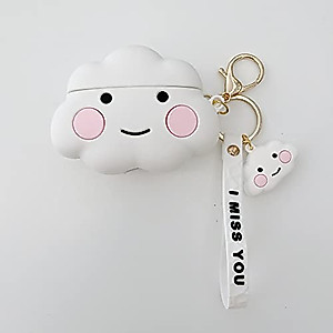 HENJI PVC Case for Beats Studio Buds, 3D Cute Cartoons Anime Full Body Protective Cover with Keychain, Earphone Protective Case for Beats Studio Buds Charging Box Covers (Clouds)