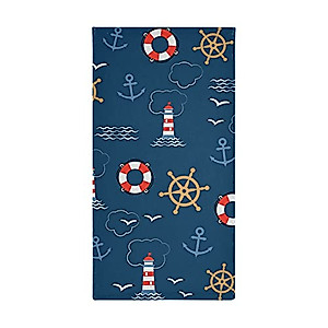 Set of 2 Polyester Cotton Hand Towels Sea Anchors and Lighthouses, Highly Absorbent,, 28.3 x 14.4in(228rh9i)