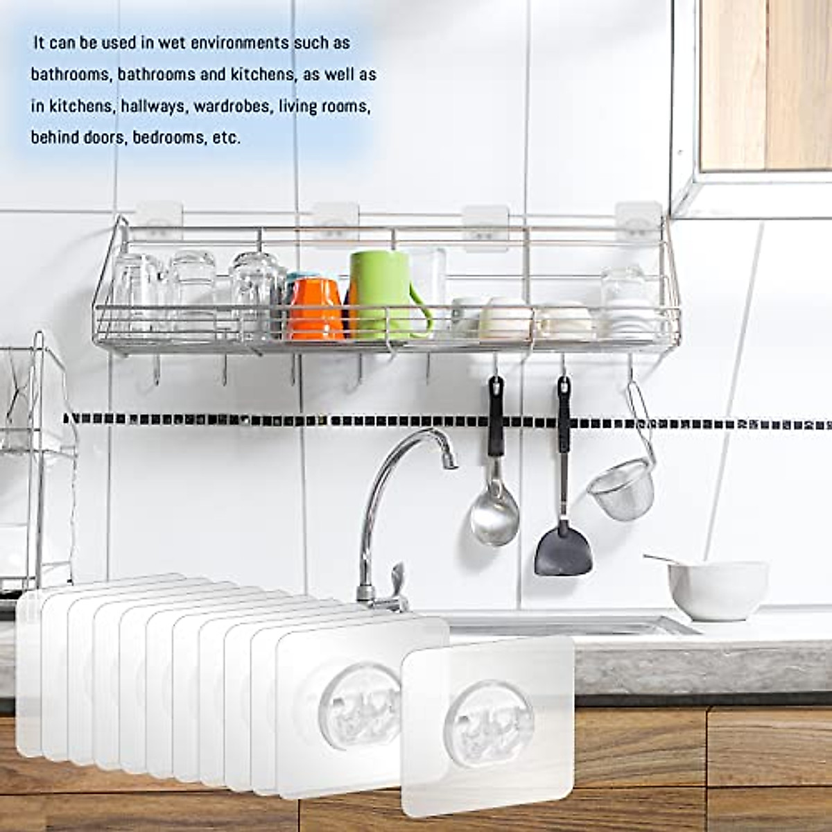 Rcybeo 20 Pack Shower Caddy Adhesive Hooks Replacement, Adhesive Hooks for Shower Strong Sticker Hooks for Bathroom Replacement,No Drilling Shower Kitchen Accessories