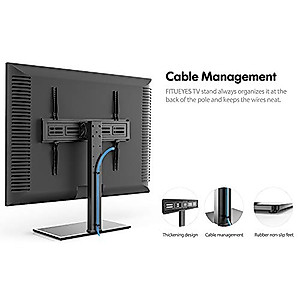 FITUEYES Universal TV Stand/Base Swivel Tabletop TV Stand with Mount for 50 to 85 inch Flat Screen TV 100 Degree Swivel, 4 Level Height Adjustable,Tempered Glass Base,Holds up to 143lbs Screens