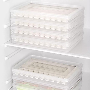 HERCHR Dumpling Storage Box, 4 Layer Food Storage Containers with Lids, Storage,Stackable Large Capacity Fridge Transparent Food Storage Box for Kitchen and Fridge