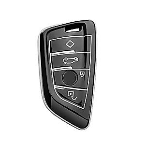 Tukellen for BMW Key Fob Cover,Special Soft TPU Key Case Cover Protector Compatible with BMW 2 5 6 7 Series X1 X2 X3 X5 X6 Remote/Smart Key,Key Shell (Black)