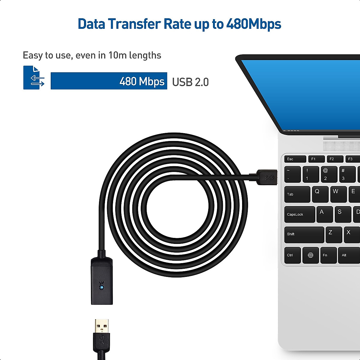 Cable Matters Active USB Extension Cable 32.8 ft / 10m (Active USB Extender Cable, USB Cable Male to Female) for Webcam, Oculus Sensor, HTC Vive Link Box, Xbox Kinect, PlayStation Camera and More