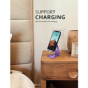 Tobeoneer Adjustable Cell Phone Stand Phone Holder for Desk, Portable Small Size Desktop Dock for iPhone 13 12 11 XR XS X 8 7 6 Plus Samsung Google, Office Home Décor (Purple)