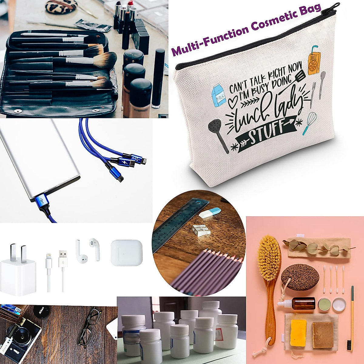 TSOTMO Lunch Lady Gift Lunch Lady Survival Kit Bag Cafeteria Worker Zipper Pouch For Women Lunch Lady Life Gift Thank You Gifts For Lunch Crew (Lunch lady stuff)