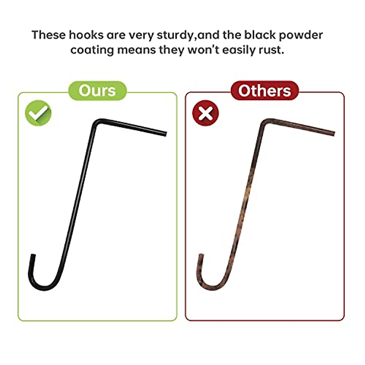 POKUULA 12Pcs Powder Coated Steel Hooks Hanger for Solid Roof Non-Insulated Patio Cover Fits for String Lighting and Lightweight Decorations 3*8 Inch (Black)