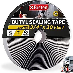 Butyl Sealing Tape, Black, 1/8-In x 3/4-In x 30-Foot Plumbers Putty Tape, RV Sealant Tape, Butyl Rubber for Boat Sealing, EDPM Butyl Tape RV - XFasten