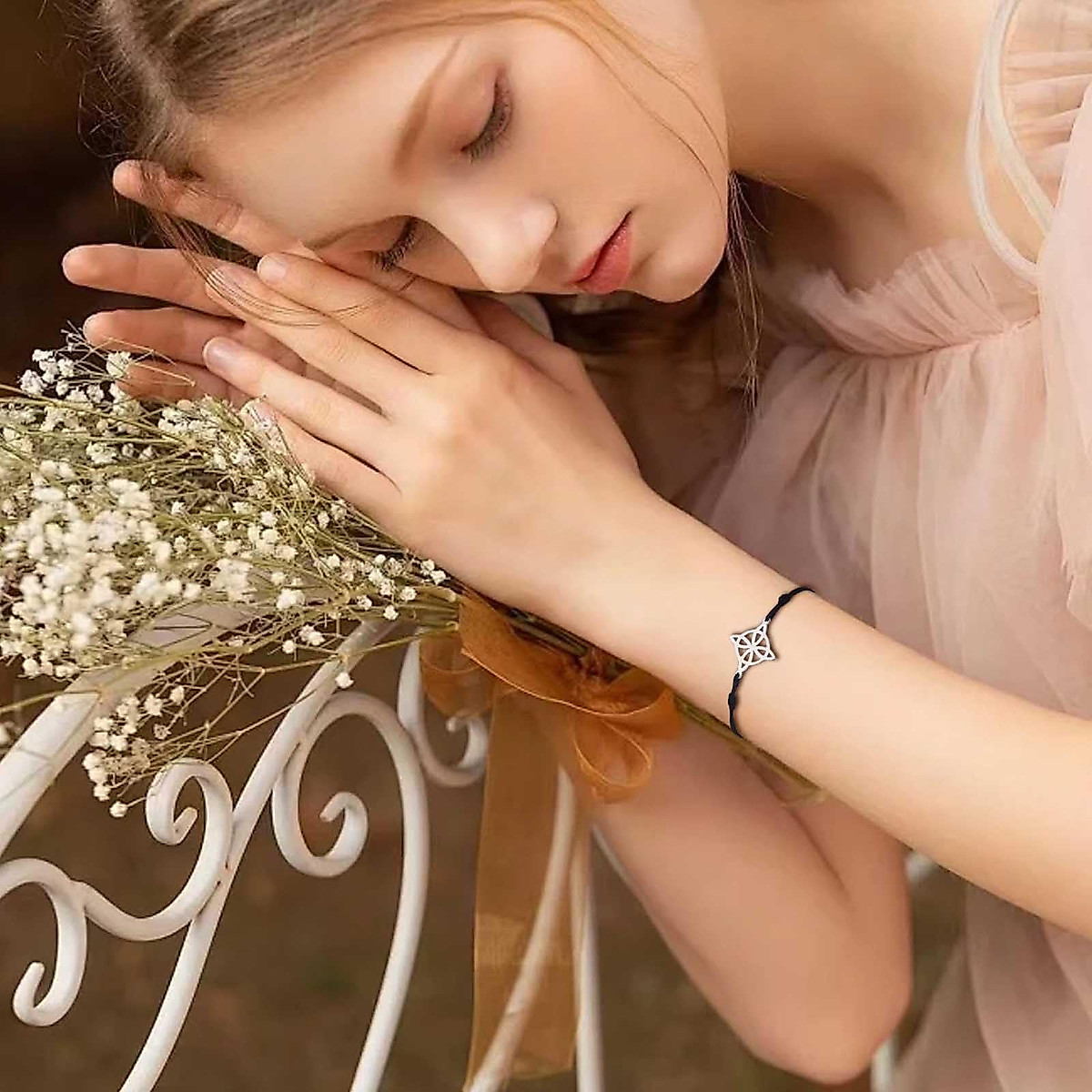 UNIFT Bracelet For Women Celtic Witch's Knot Magic Layered Bracelet Stainless Steel Charm Mystic Double Rope Bracelets Celtic Jewelry (silver, Stainless Steel)