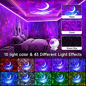 ONEFIRE Galaxy Projector for Bedroom, 43 Lighting Modes Star Projector Galaxy Light, Remote Timer Moon Lampn Ceiling Projector Lights for Bedroom,Voice Control Ocean Projector Room Lights for Bedroom