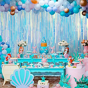 KatchOn, XtraLarge Neon Iridescent Streamers - 3.2x6.5 Feet Iridescent Party Decorations | Iridescent Fringe Curtain, Bachelorette Party Decorations | Iridescent Backdrop, Mermaid Birthday Decorations