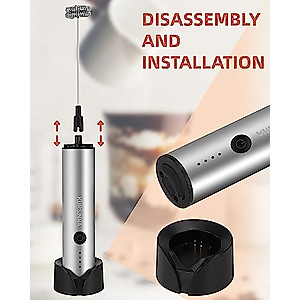 KURSINNA Electric Rechargeable Milk Frother Handheld, USB-Charge Hand Frother with 2 Stainless Whisks, Manual Foam Maker for Coffee Lattes, Matcha, Cappuccino (3 Speed with USB Charge)