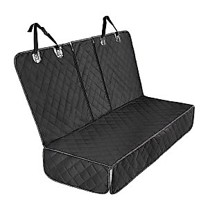 BESULEN Dog Car Seat Cover for Back Seat, Waterproof Dog Bench Seat Pad Compatible for Armrest & Seat Belt, Universal Nonslip Durable Soft Pet Backseat Protector for Cars Trucks & SUVs (Black)