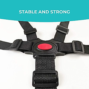 5 Point Harness Seat Belt，Adjustable Baby Seat Belt Full Protection Security Harness Seatbelt for High Chair and Pushchair Black