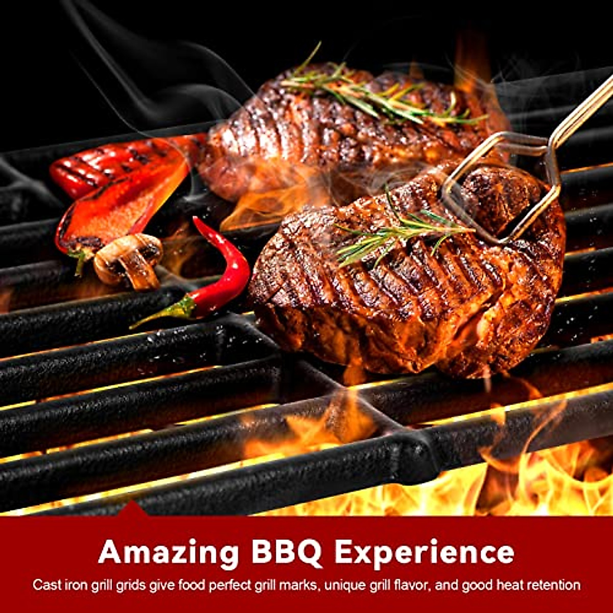 GGC Grill Grates Replacement for Chargriller 3001, 5050, 3008, 3030, 3725, 4000, 5252, King Griller 3008, 5252 and Others, 4 PCS Dumb Light Cast Iron Cooking Grid Grate(19 3/4" x 6 3/4" Each)