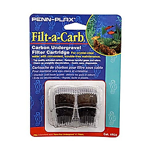 Penn-Plax Filt-a-Carb Replacement Activated Carbon Media Cartridges (2 Pack) – Fits Multi-Pore and Undergravel “E” Filters – Provides Chemical Filtration (FC2)