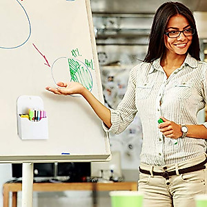 3 Pack Magnetic File Holder, Large Size Refrigerator Magnetic Holder for Pen, Paper, Markers, Notebooks, Letter, Good for Class Whiteboard, Office, Refrigerator, Locker L, M and S (White)