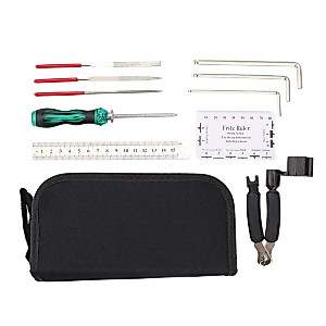 Hidear Guitar Repairing Maintenance Tool Kit Includes String Organizer String Action Ruler Gauge Measuring Tool Hex Wrench Set Files for Guitar Ukulele Bass Mandolin Banjo