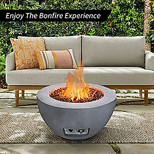 Kante 25 Inch Propane Fire Table, 50,000 BTU Large Concrete Fire Pit Table for Outdoor Garden Patio, Smokeless Gas Fire Pit with Waterproof Cover, Side Handles, Natural Concrete (A-B01-81921)