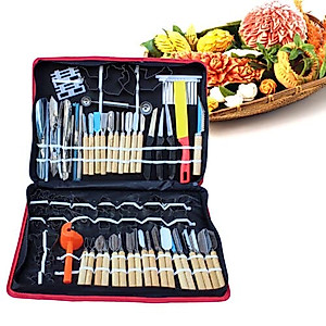 SNKOURIN Kitchen Carving Tool Kit, 80pcs Portable Kitchen Carving Tool with Tool Kit, Alloy Steel Kitchen Tool Accessories Used for Vegetable and Fruit Food Carving Modeling Peeling Cooking