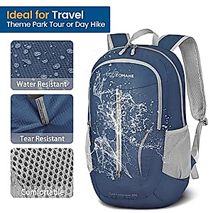 ZOMAKE Ultra Lightweight Packable Backpack 25L - Foldable Hiking Backpacks Water Resistant Small Folding Daypack for Travel(Navy Blue)