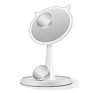 LIMEI-ZEN Makeup Mirror with Light, LED Lighted Vanity Mirror Mirrors Touch Screen Dimming Countertop Cosmetic Mirror USB with Lithium Battery Mirrors