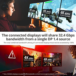 SIIG DisplayPort 1.4 Multiport MST Hub Video Splitter 4K60Hz - DisplayPort Splitter 2X DP, 1x HDMI, DP Multiple Monitor Adapter Not for MacOS(CE-DP0N11-S1)