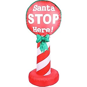Christmas Inflatable Decorations Christmas Inflatable Santa Stop Here Sign, 4.1 ft Blower LED Light Holiday Merry Christmas Yard Décor for Outdoor Indoor Home Garden Yard Lawn Decorations