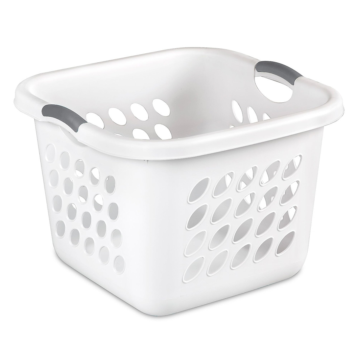 Sterilite 12178006 1.5 Bushel/53 Liter Ultra Square Laundry Basket, White Basket w/ Titanium Inserts, Pack of 6