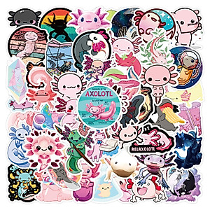 Cute Axolotl Stickers Axolotl Stuff Gifts for Kids Adults, Kawaii Stickers 50PCS Kechup Vinyl Waterproof Animal Stickers for Water Bottles Luggage Laptop