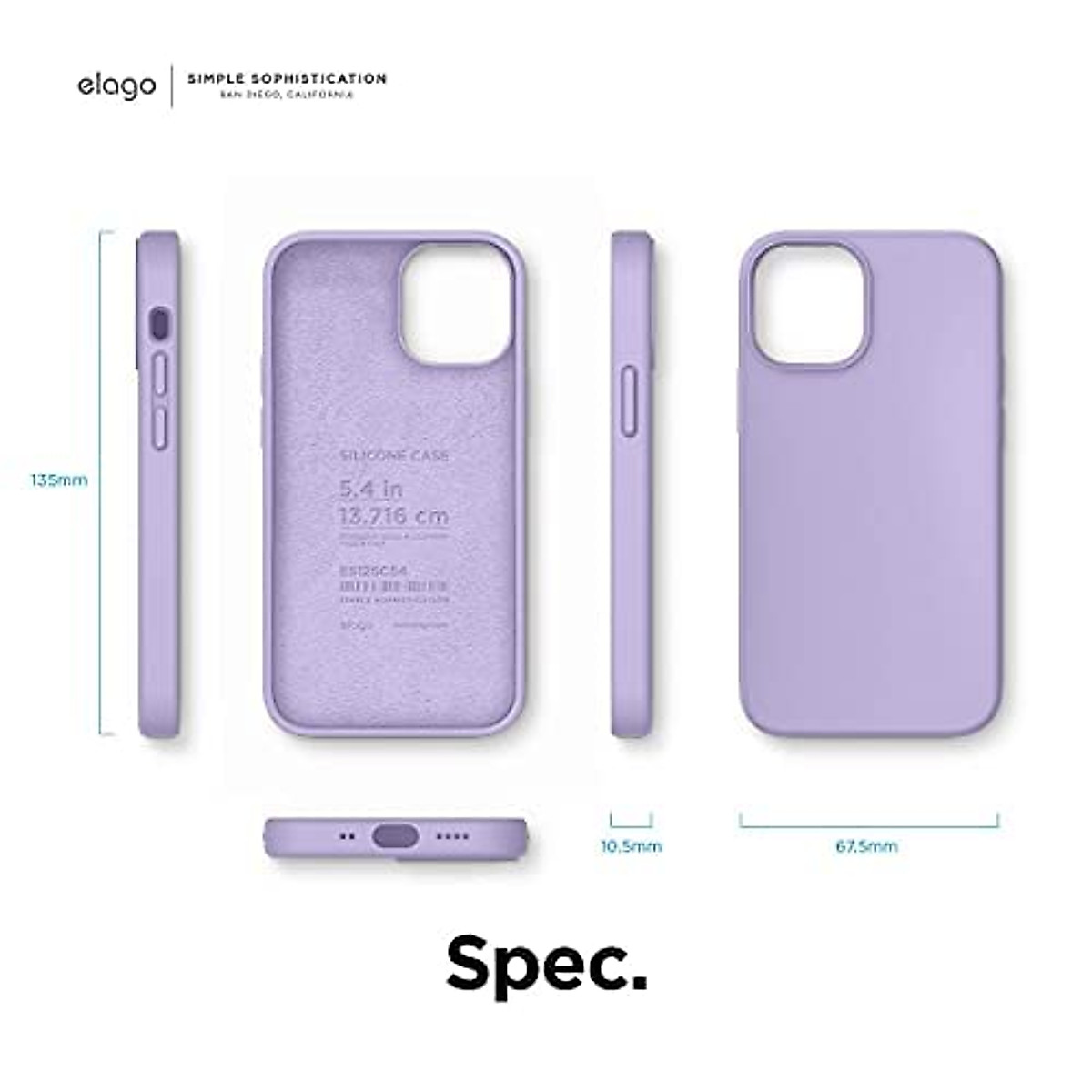 elago Compatible with iPhone 12 Mini Case, Liquid Silicone Case, Full Body Protection (Screen & Camera Protection) for iPhone 12 5.4 Inch (Purple)