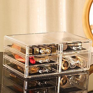 Cq acrylic Clear Makeup Organizer for Vanity Countertop,Dustproof Waterproof Bathroom Organization With 8 Drawers For Beauty Skin Care Skincare Product Organizing and Perfume Cosmetic Storage Case