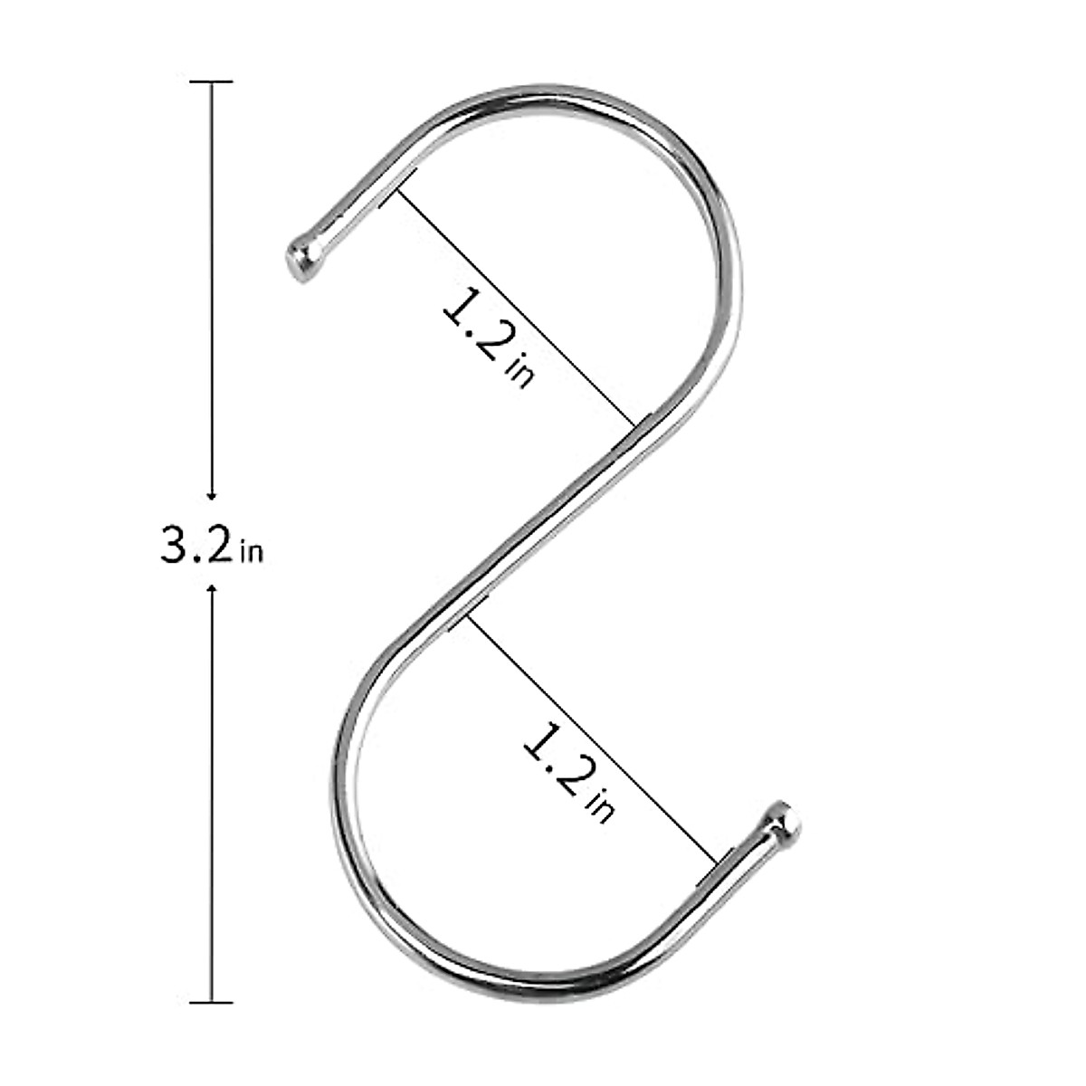 TLMM 20 Pack S Hooks 3.2 Inch Silver, Heavy Duty Metal S Shaped Hook, S Hook for Hanging Items, Suitable for Garage, Office Garden, Kitchen. Bathroom.
